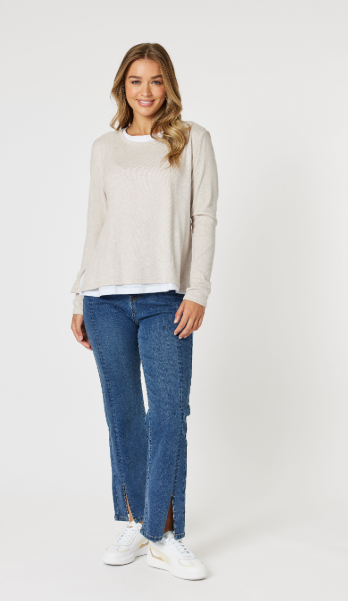 Alice 2in1 Knit Top Stone – Three Little Birds Wauchope